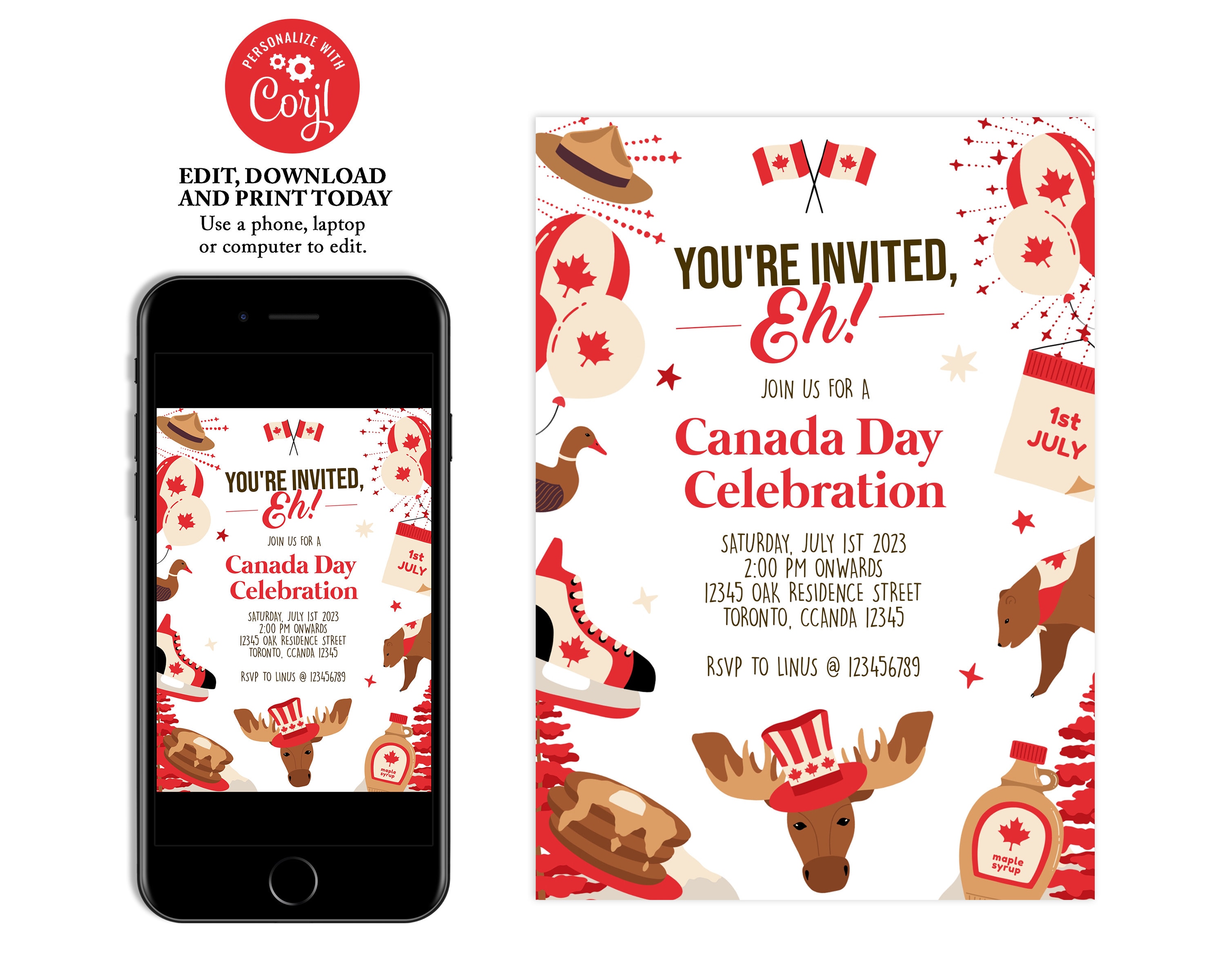 Editable Canada Day Celebration Invitation Canada Day Party - Etsy