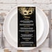 Black and Gold Masquerade Menu Template, Masquerade Prom Menu, Mardi ...