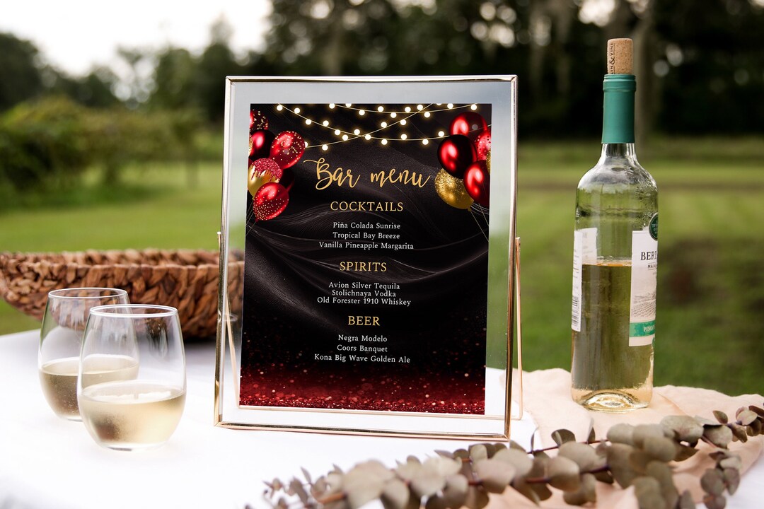 Red and Gold Balloons Bar Menu Sign Signature Drinks Sign - Etsy