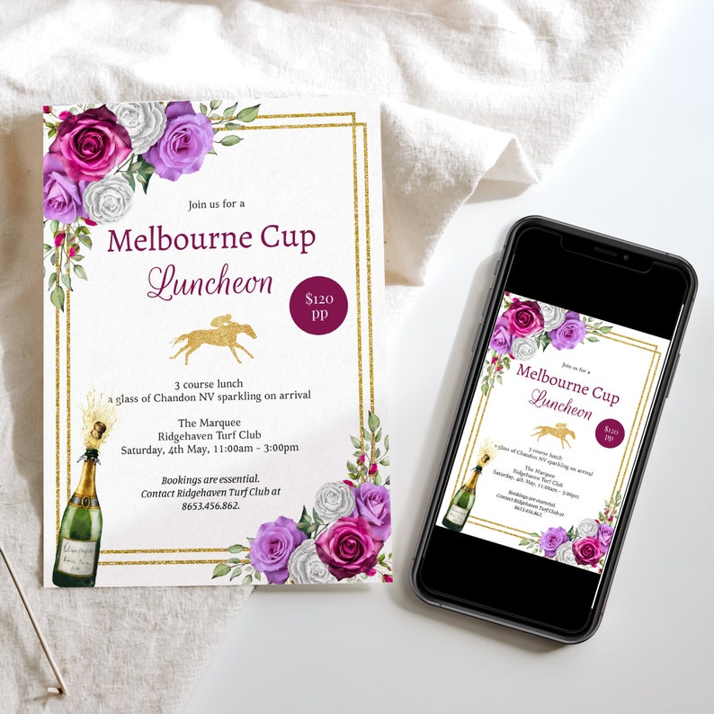 Melbourne Cup Luncheon Invitation, Derby Day, Luncheon Flyer, Horse ...