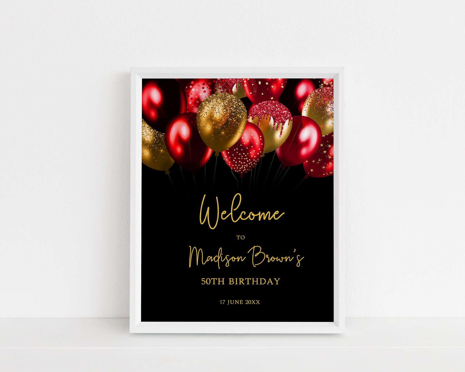 Red and Gold Balloons Welcome Sign Birthday Welcome Sign - Etsy