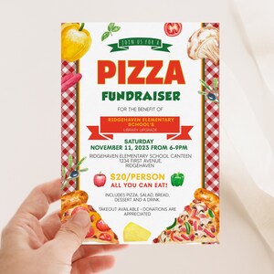 Editable Pizza Fundraiser Flyer Template, School Event Flyer Template ...