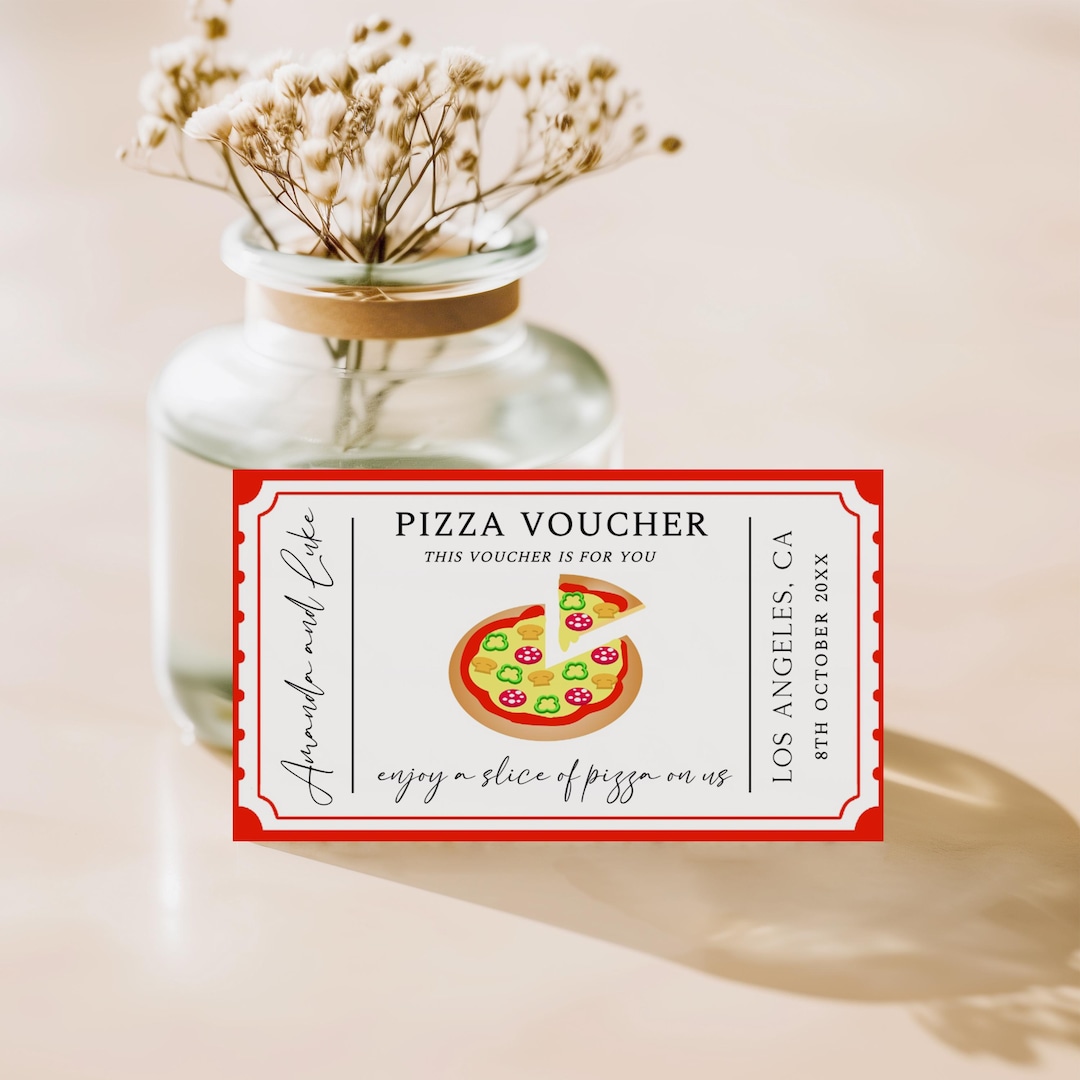 Editable Pizza Slice Ticket Template, Minimalist Meal Voucher, Kids ...