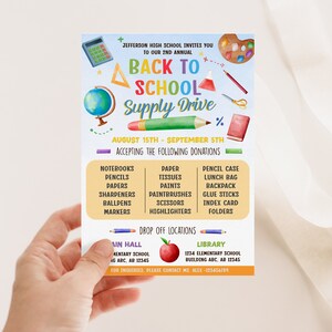 School Supply Drive Flyer, Printable PTA PTO Flyer, School Supplies ...