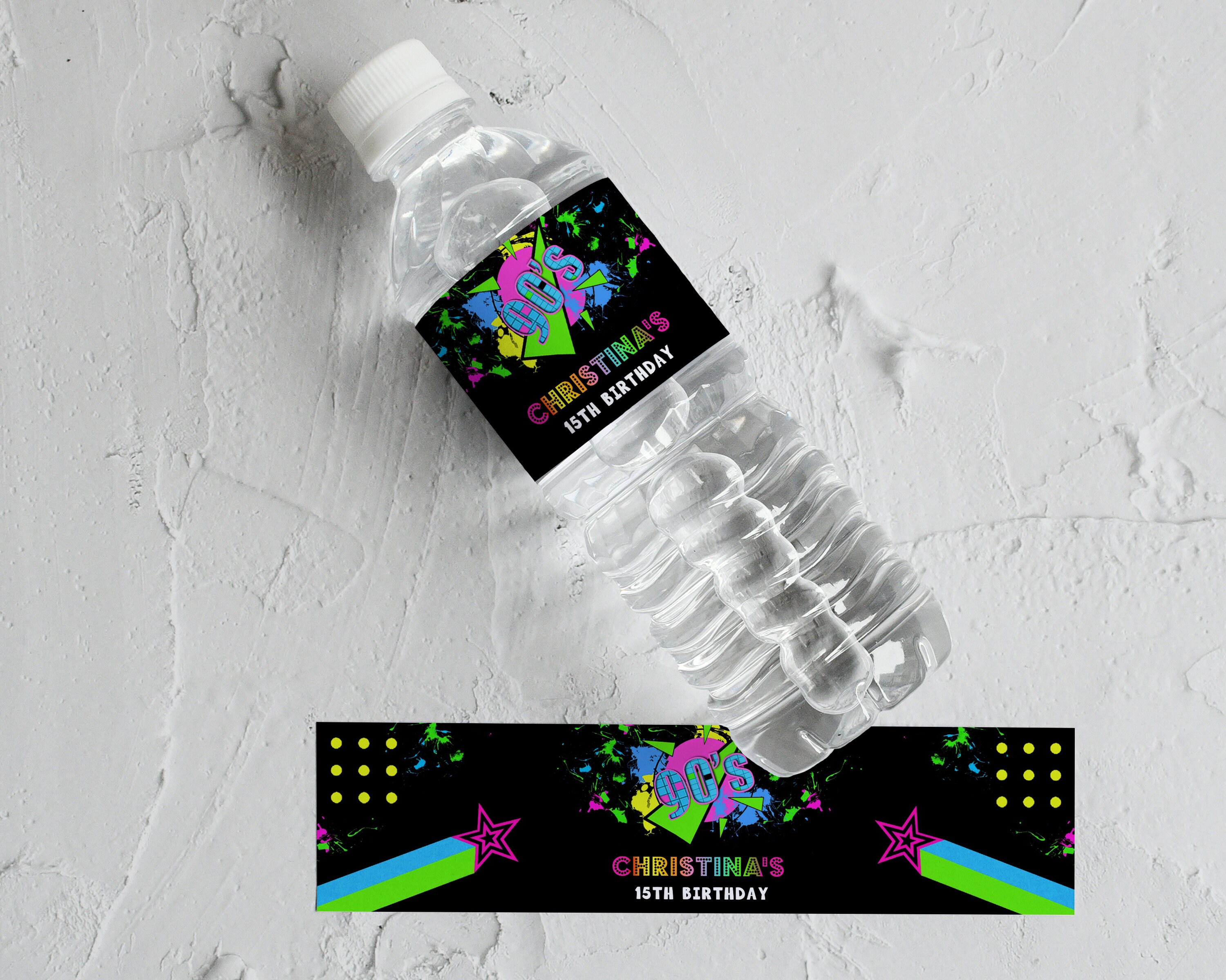 90s Water Bottle Label 90s Theme 90s Water Bottle Template - Etsy Ireland