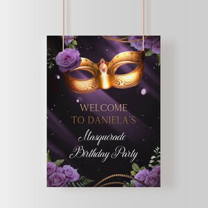 Masquerade Party Welcome Sign, Masquerade Poster Sweet 16, Mardi Gras ...