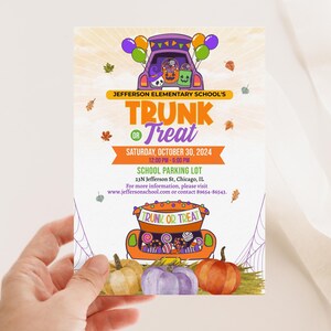 Trunk or Treat Invitation, Editable Trunk or Treat Flyer, School ...