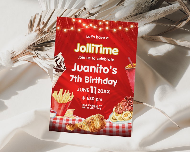 Filipino Birthday Invitation, Fastfood Birthday Invitation, Chicken and ...