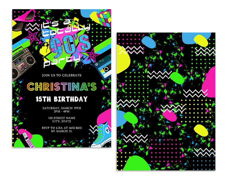 90s Birthday Invitation 90s Theme Invitation 90s Invitation - Etsy
