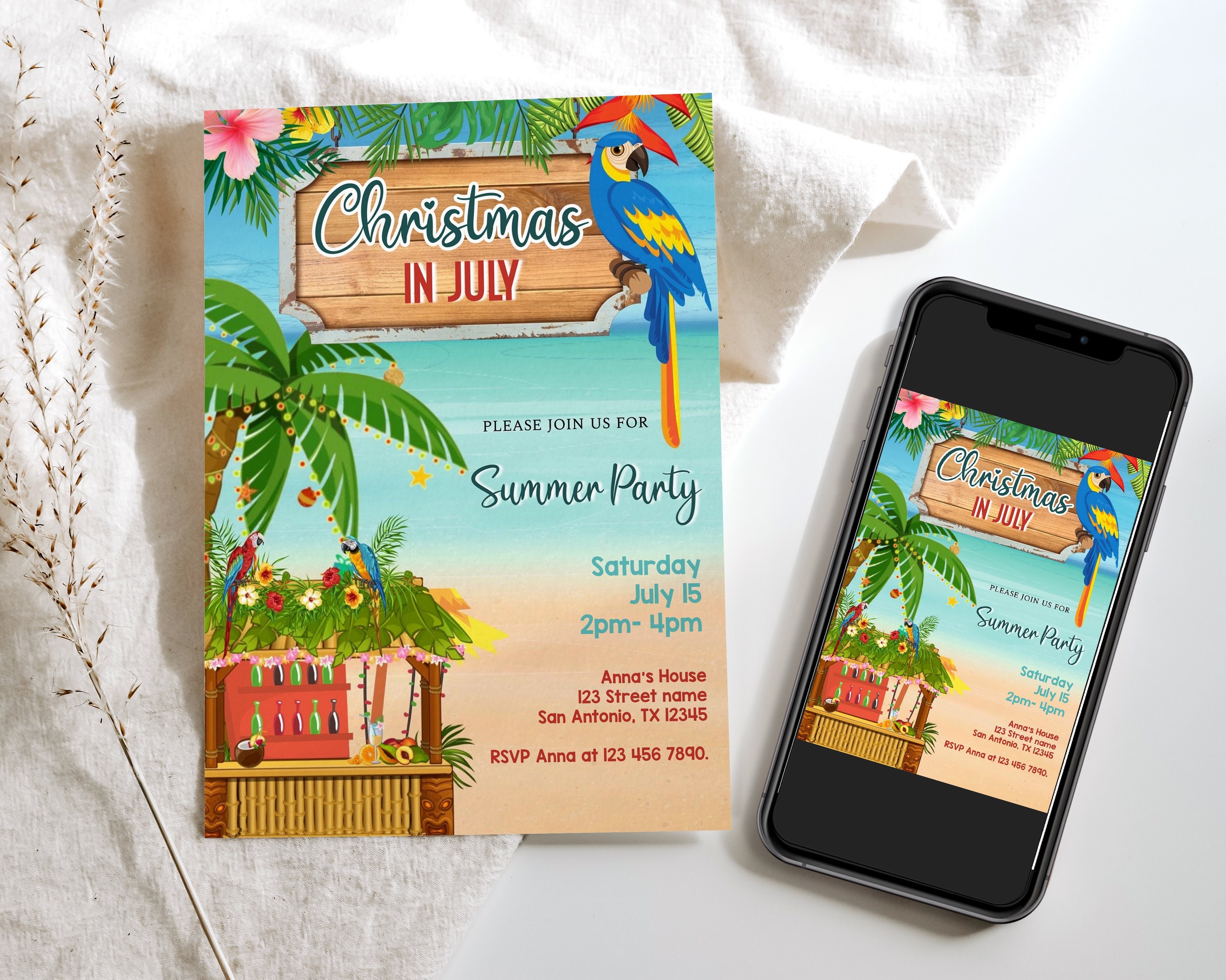Christmas in July Party Invitation Summer Party Invite - Etsy
