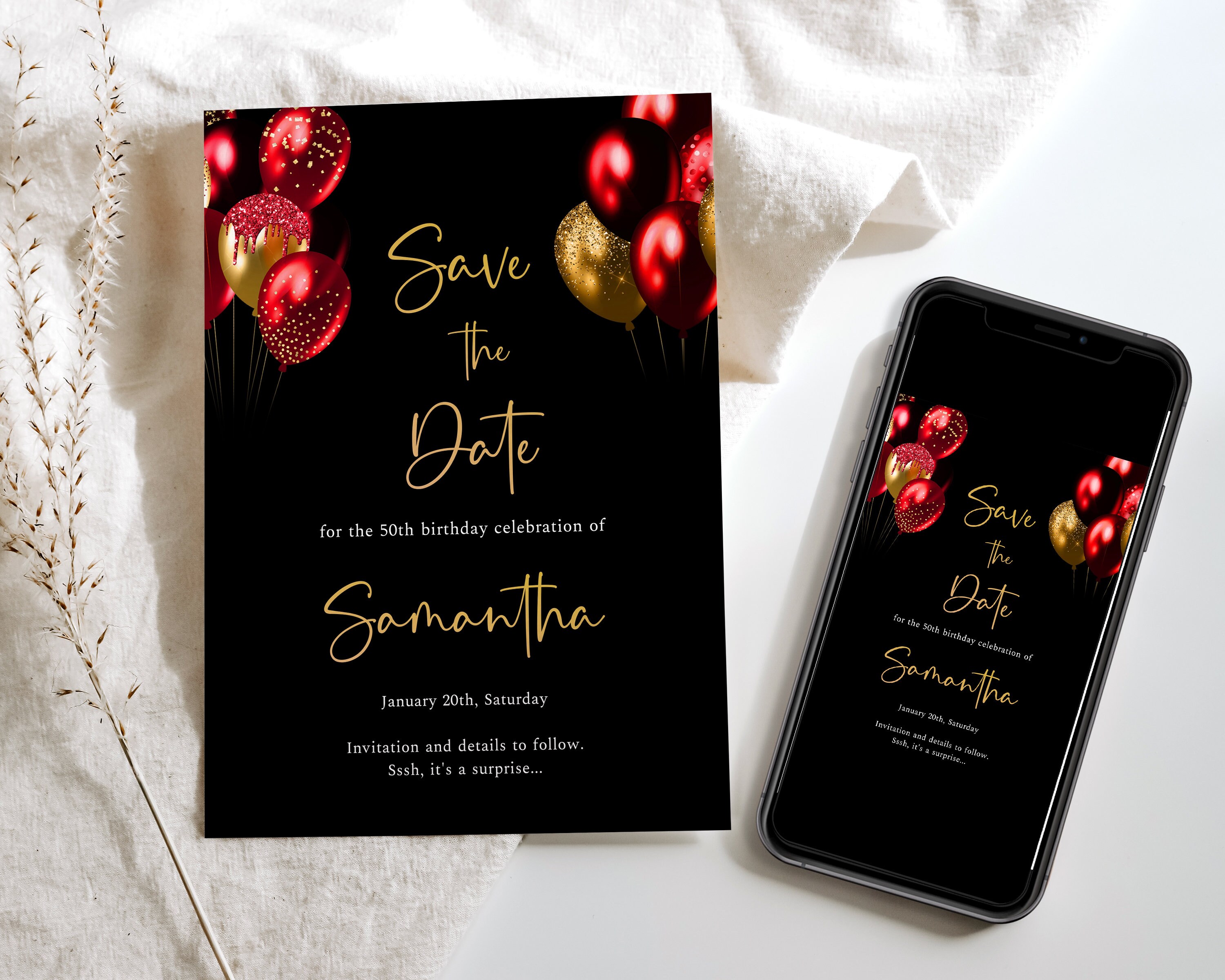 Black and Red Save the Date Template, Save the Date for Adult ...
