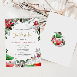 Christmas Tea Party Invitation, Winter Tea Party, Holiday Tea Party ...