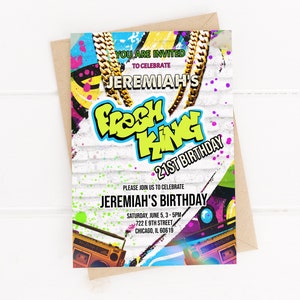 Graffiti 80s 90s Retro Printable Invitation, Urban Retro Invitation ...