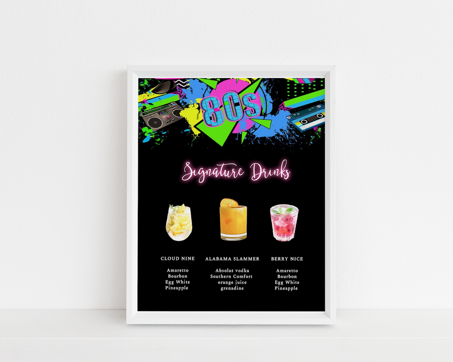 80s Bar Menu Sign Signature Drinks Sign Chalkboard Design - Etsy