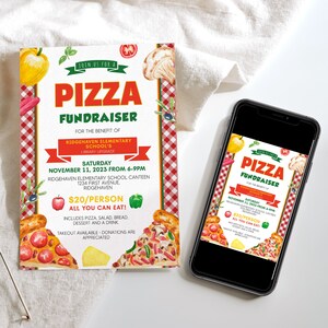Editable Pizza Fundraiser Flyer Template, School Event Flyer Template ...