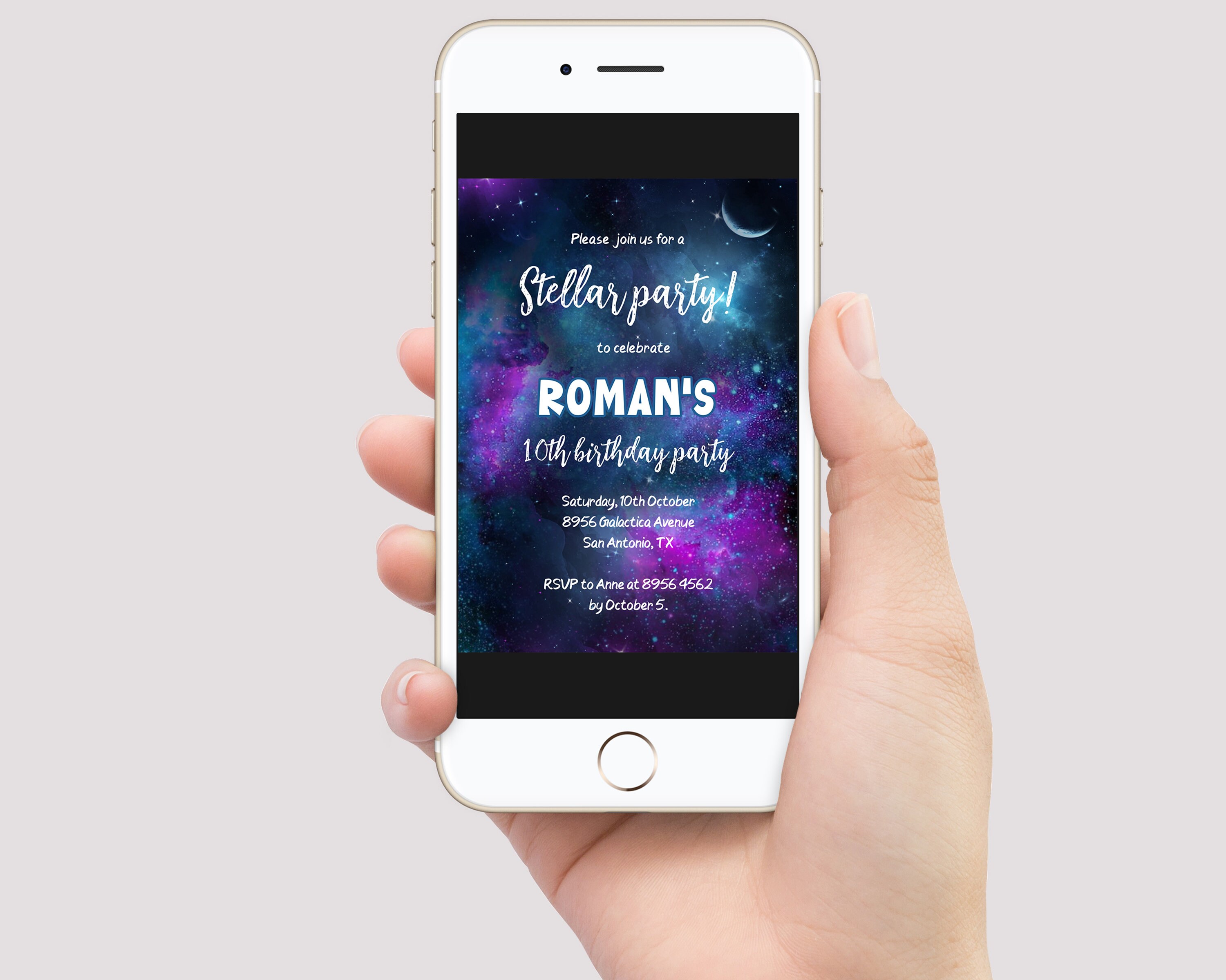 Galaxy Birthday Party Invitation, Space Party Invite, Cosmic Birthday ...