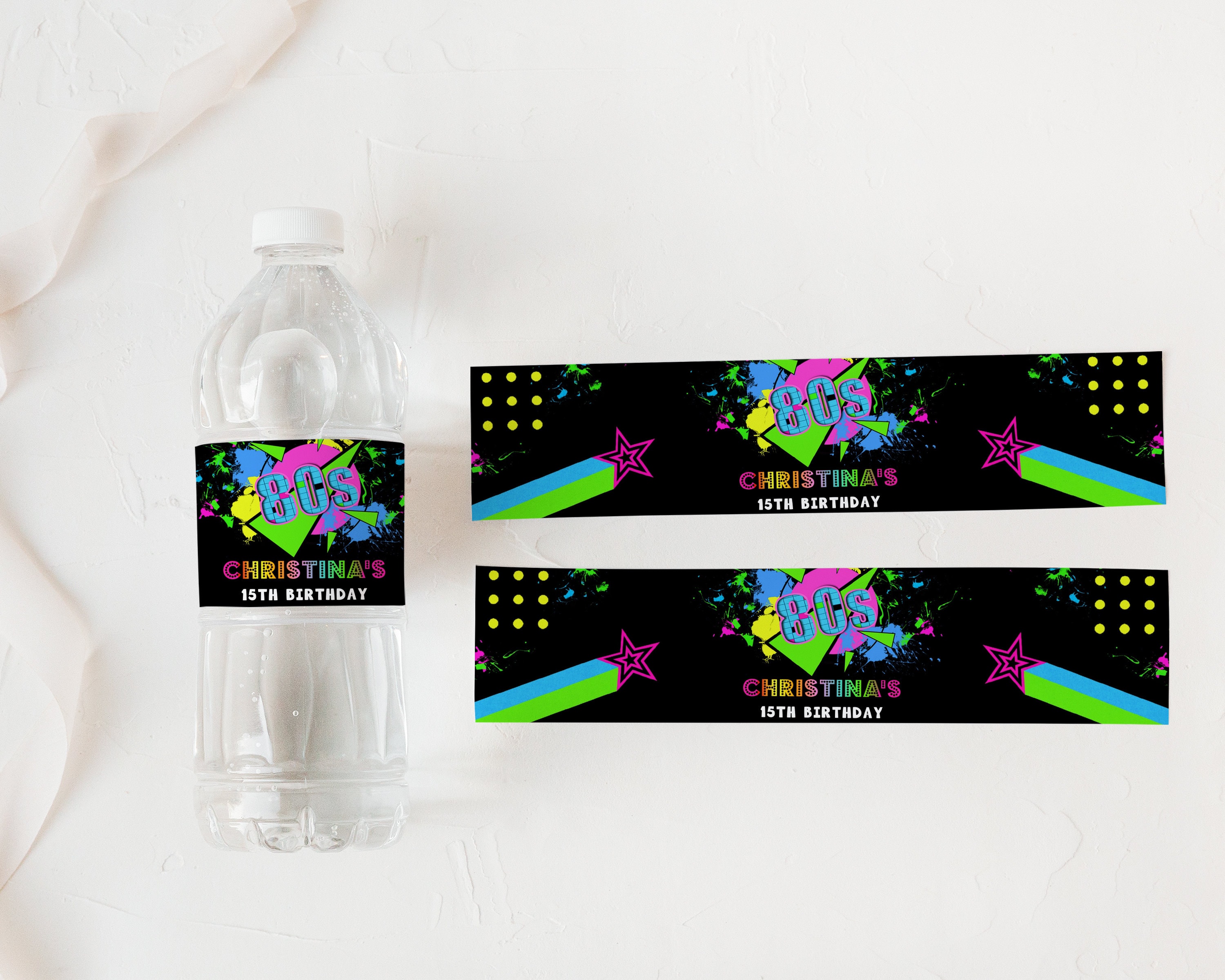 80s Water Bottle Label, 80s Theme, 80s Water Bottle Template, Back to ...