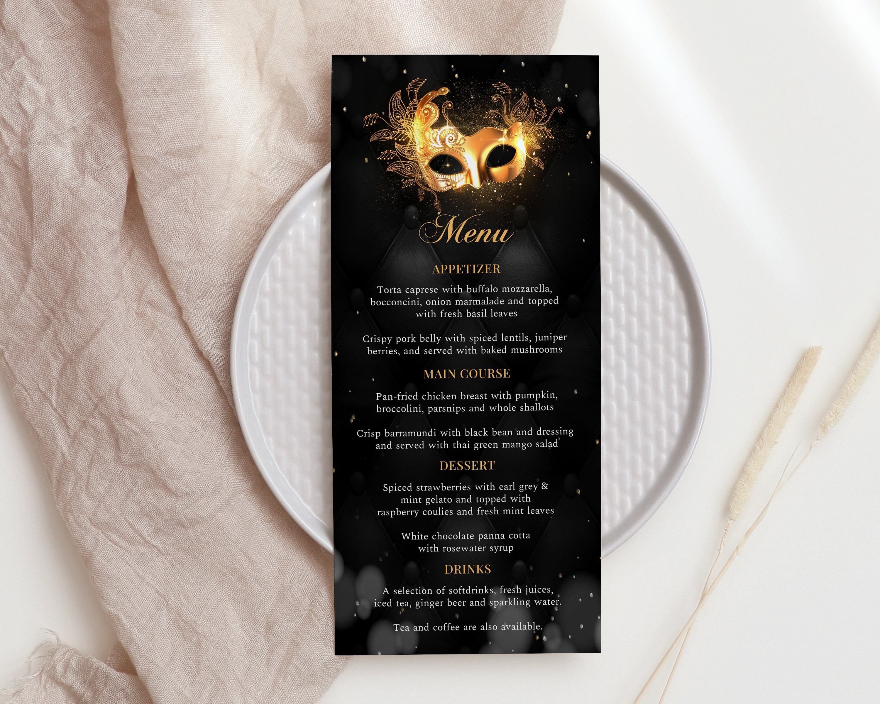 Black and Gold Masquerade Menu Template Masquerade Prom Menu - Etsy