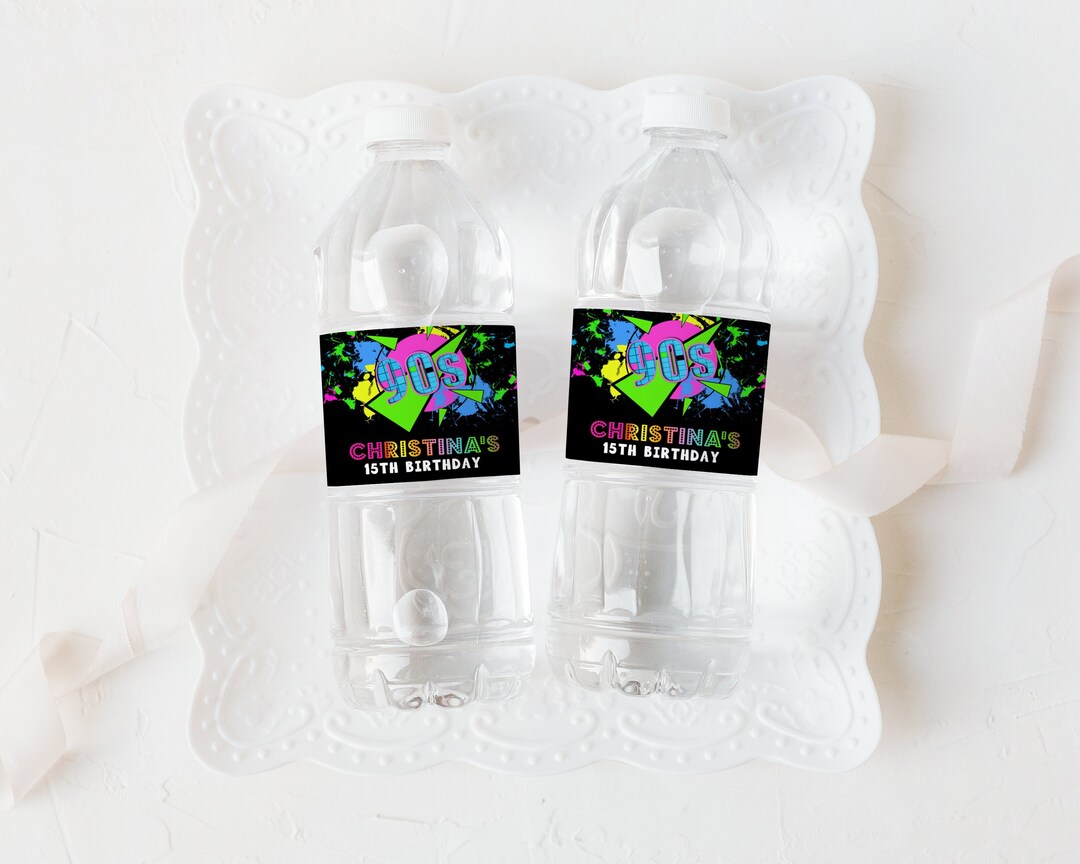 90s Water Bottle Label, 90s Theme, 90s Water Bottle Template, Back to ...