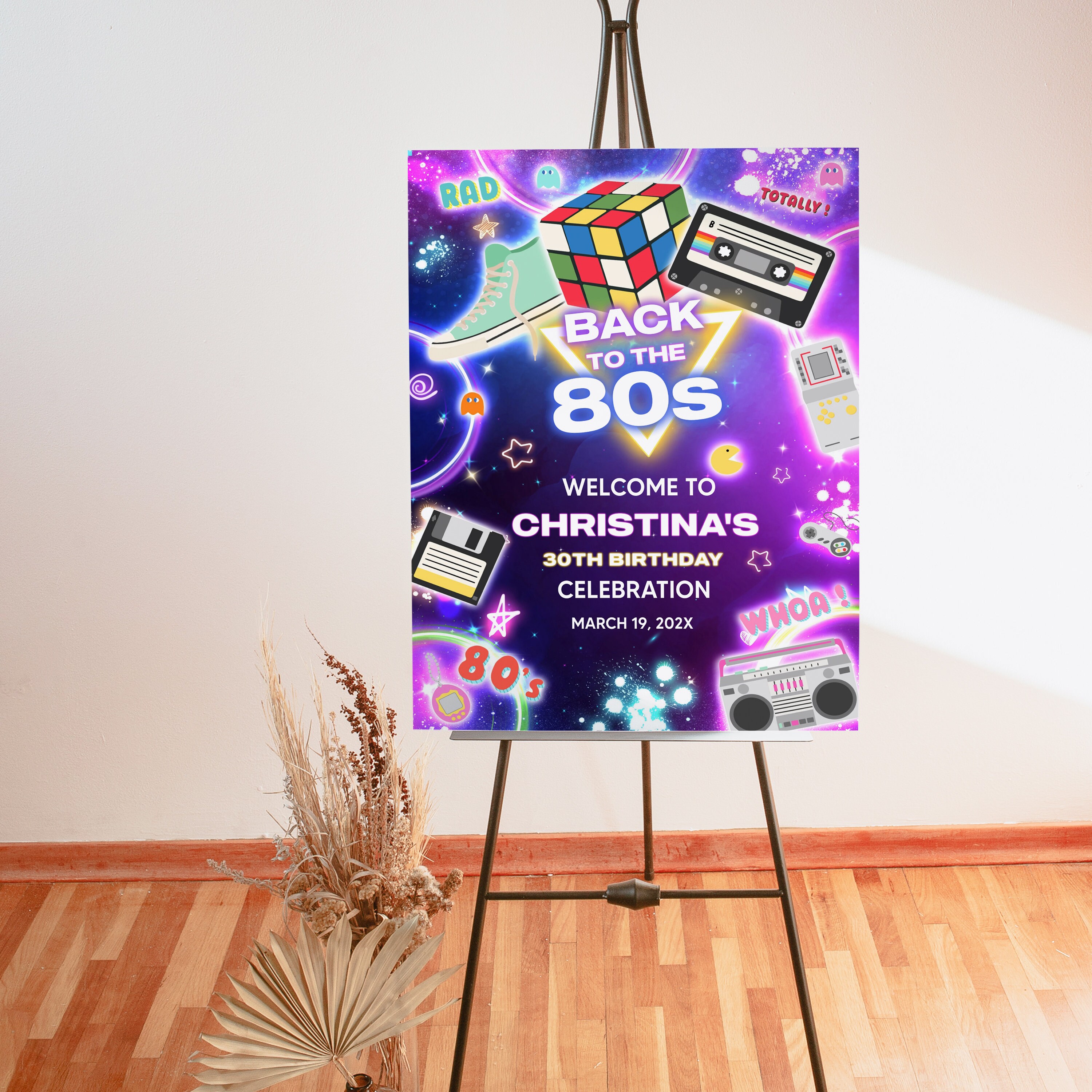 80s Birthday Welcome Sign, 80s Theme Poster, 80s Custom Sign, Back to ...