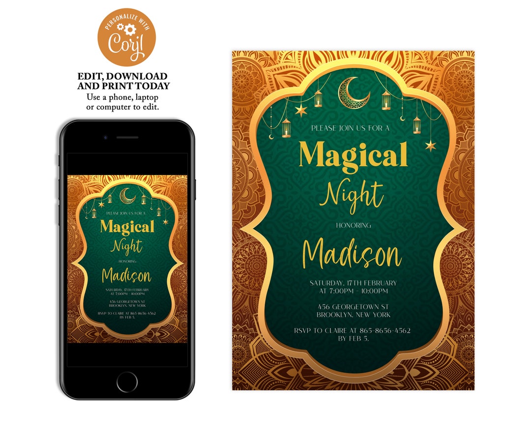 Moroccan Invitation, Arabian Nights Invitation, Moroccan Birthday ...