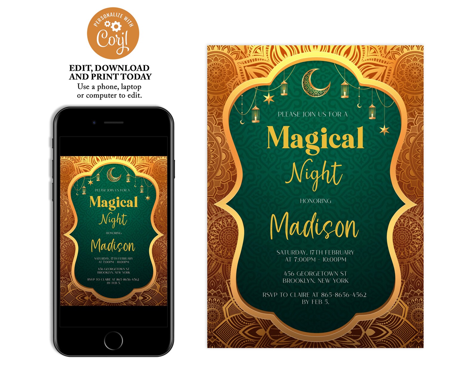 Moroccan Invitation, Arabian Nights Invitation, Moroccan Birthday ...
