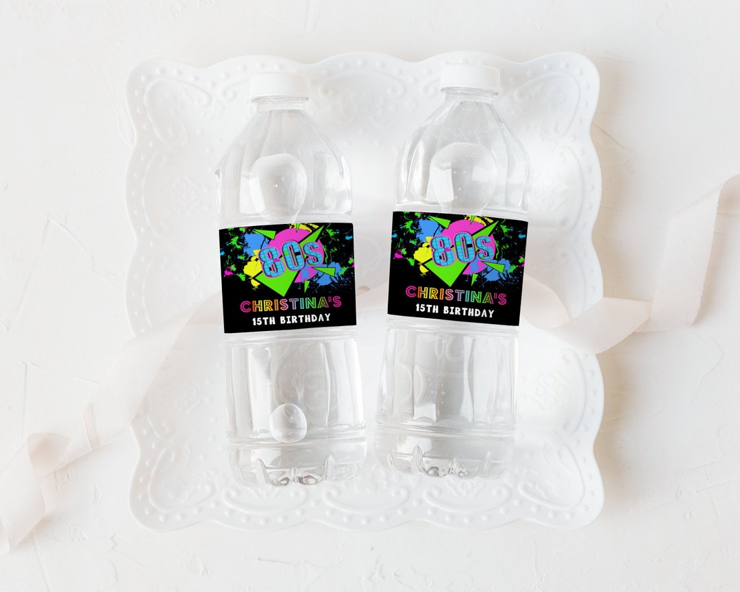 80s Water Bottle Label, 80s Theme, 80s Water Bottle Template, Back to ...