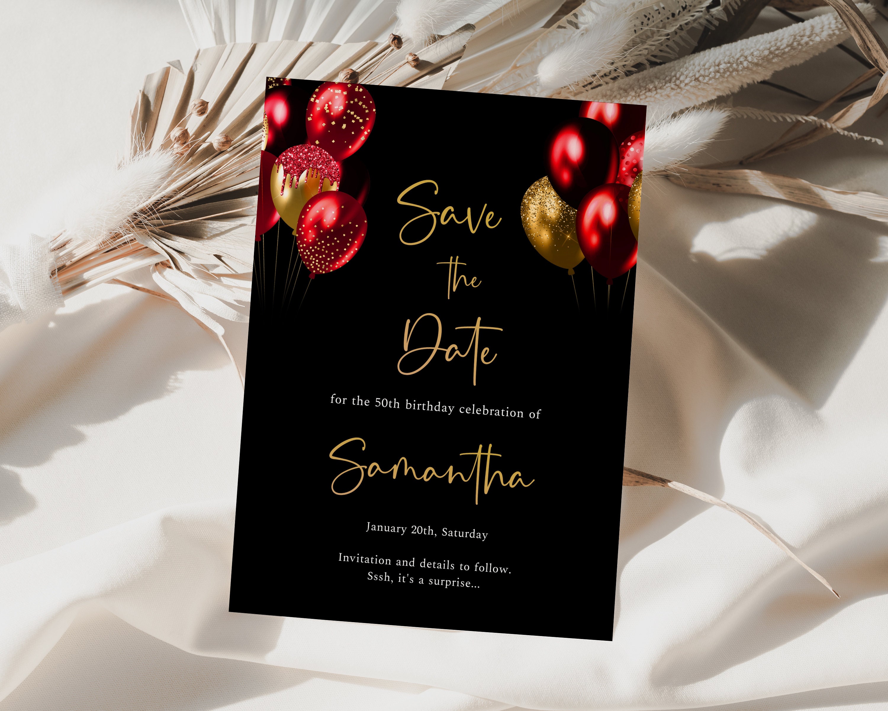 Black and Red Save the Date Template Save the Date for Adult - Etsy