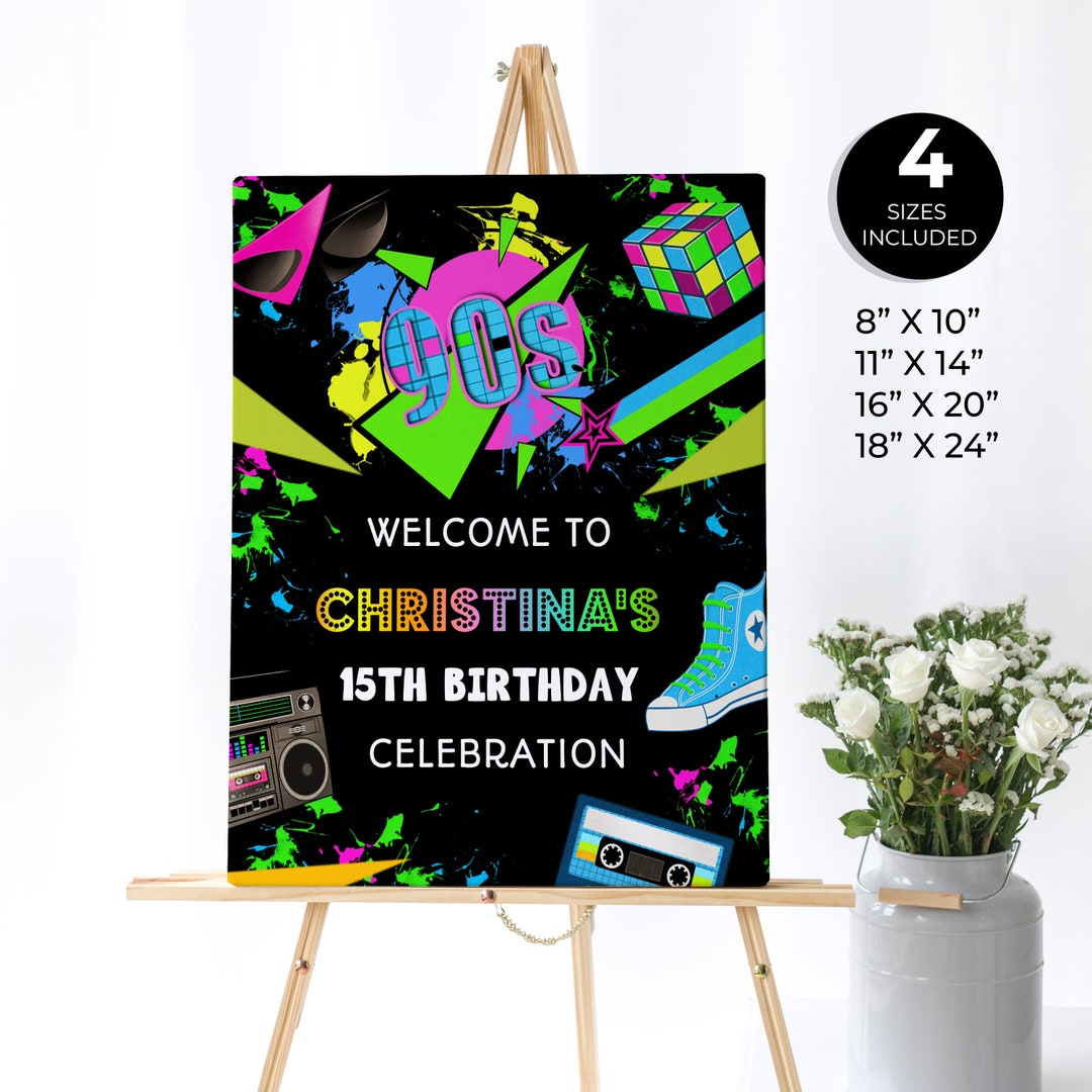 90s Birthday Welcome Sign, 90s Theme Poster, 90s Custom Sign, Back to ...