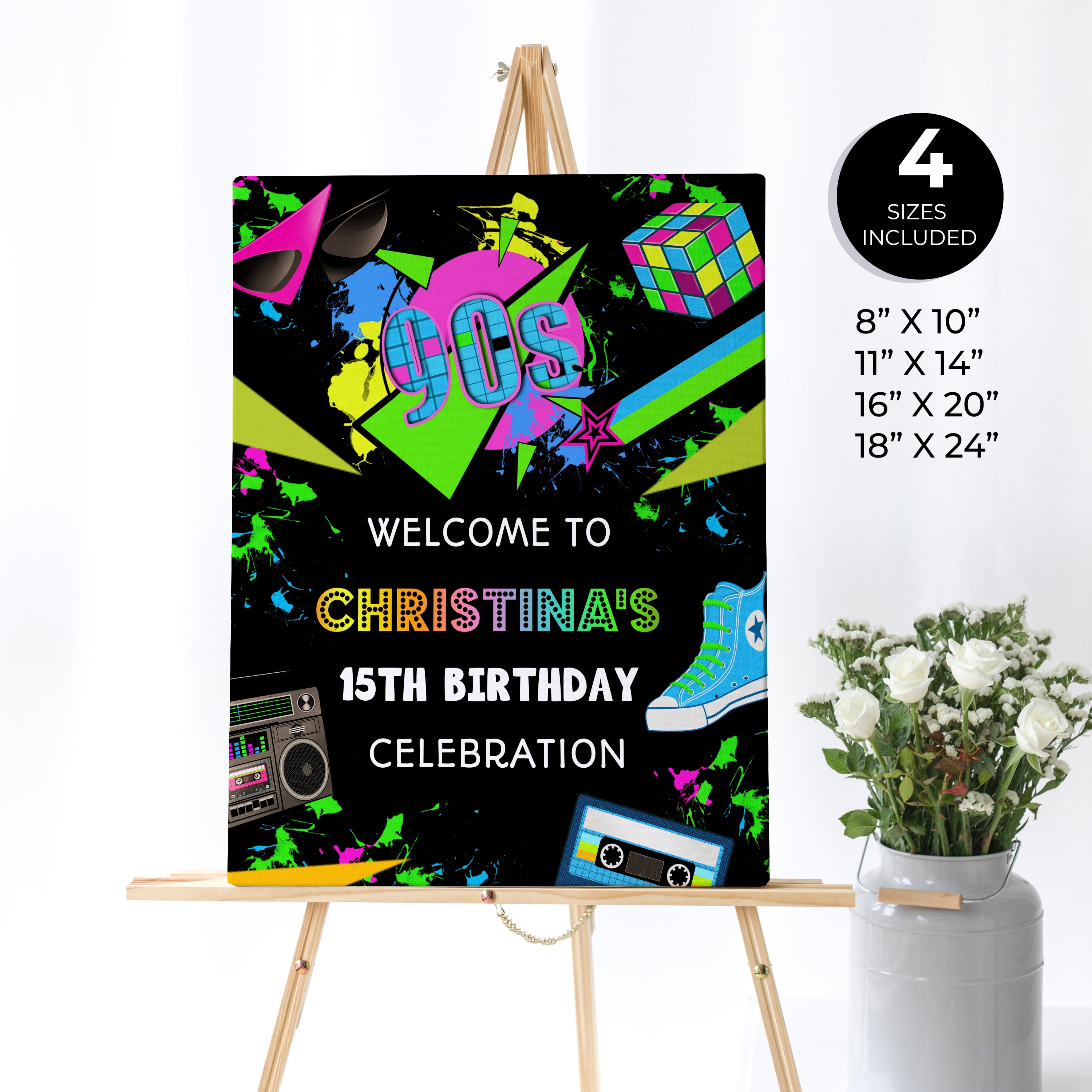 90s Birthday Welcome Sign 90s Theme Poster 90s Custom Sign - Etsy
