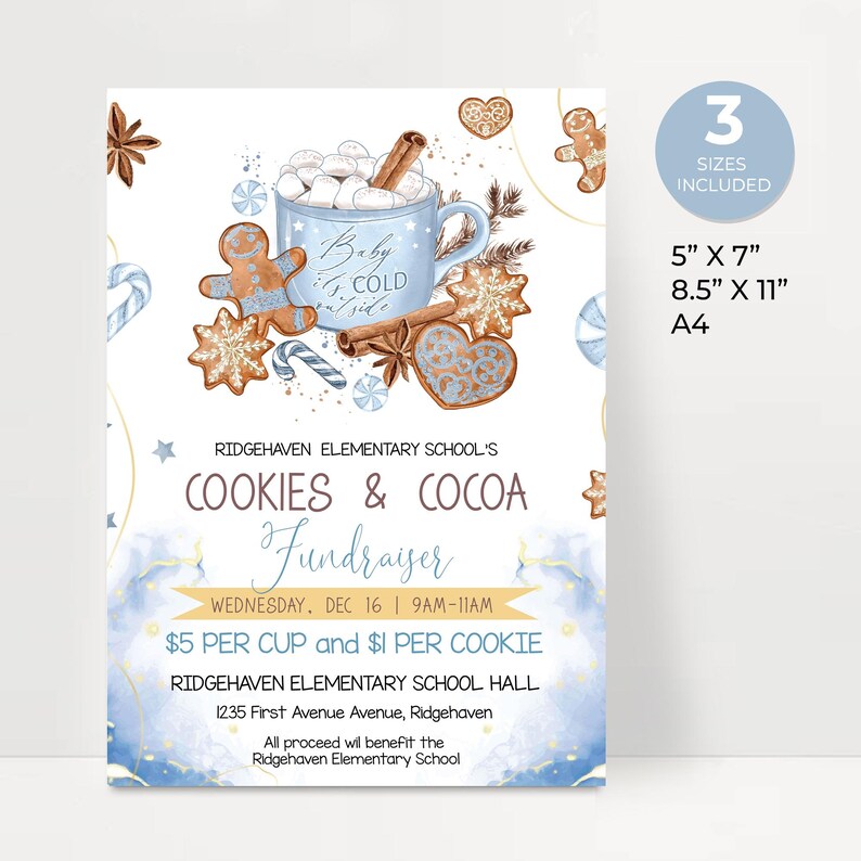 Editable Cookies and Cocoa Fundraiser Template, Hot Chocolate Bomb ...