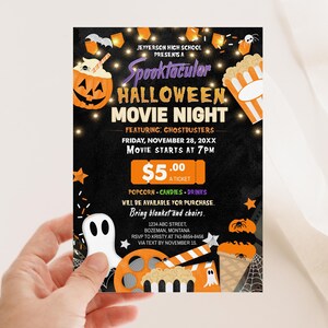 Editable Halloween Movie Night Flyer, Community Fundraiser Halloween ...