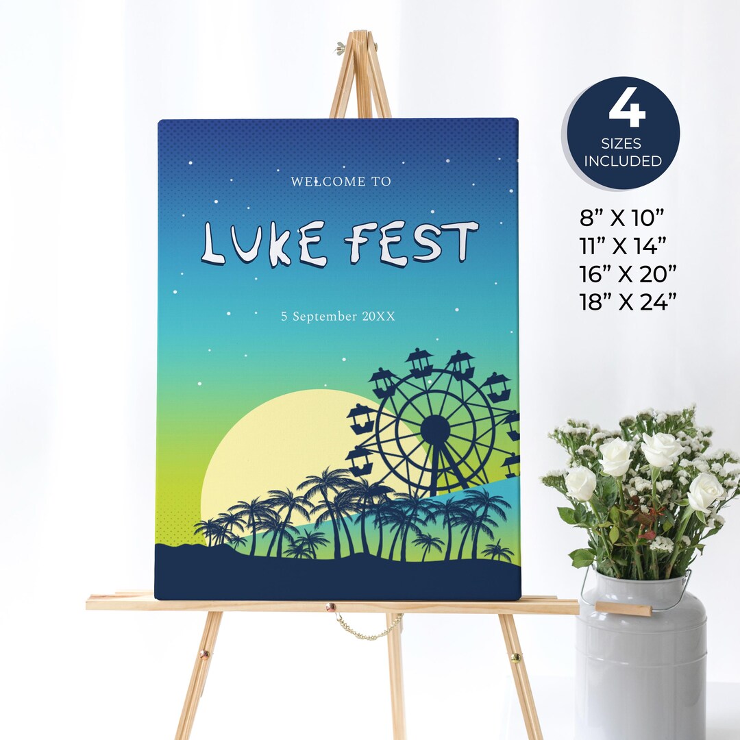 Music Festival Birthday Welcome Sign, Man Music Festival Poster, Desert ...