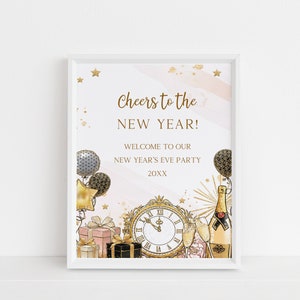 New Year's Party Welcome Sign, New Year's Eve Party, New Year Table ...