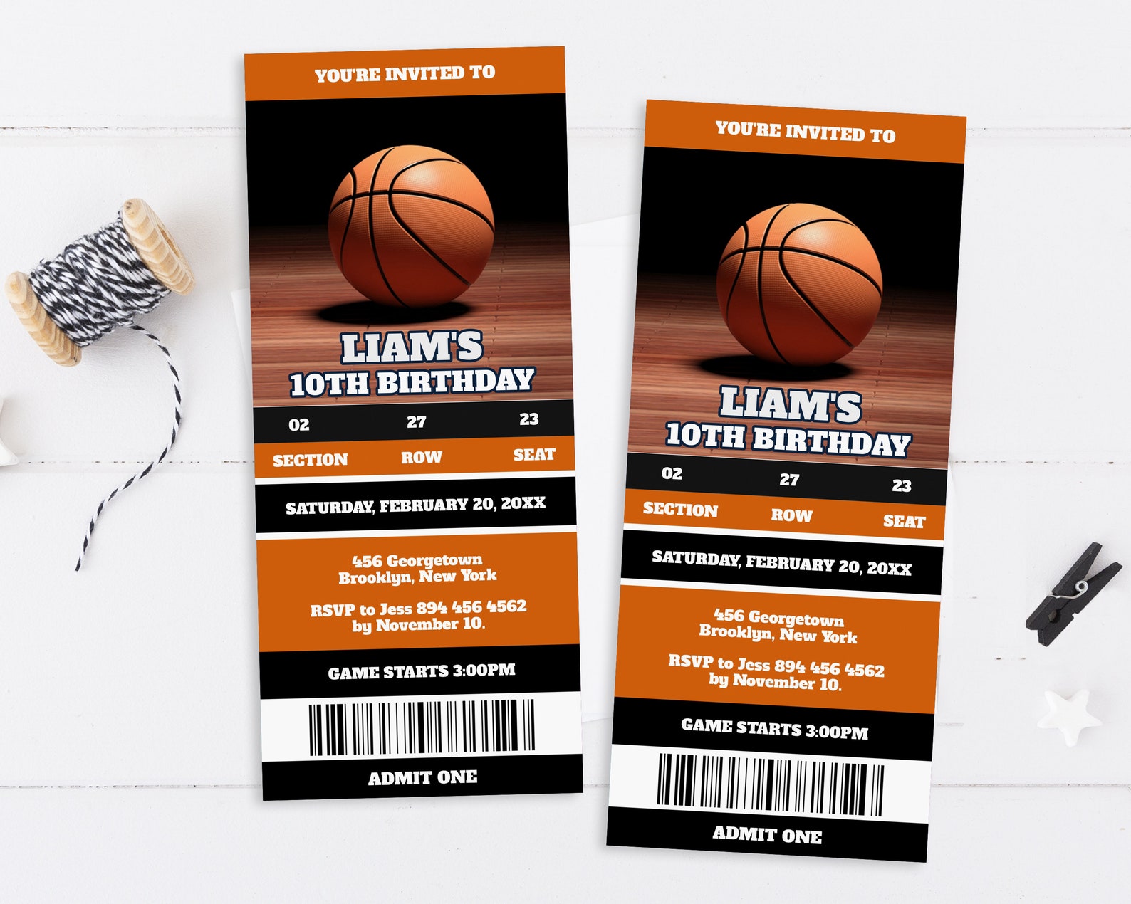 Basketball Birthday Invitation, Basketball Ticket Invite, Sports ...