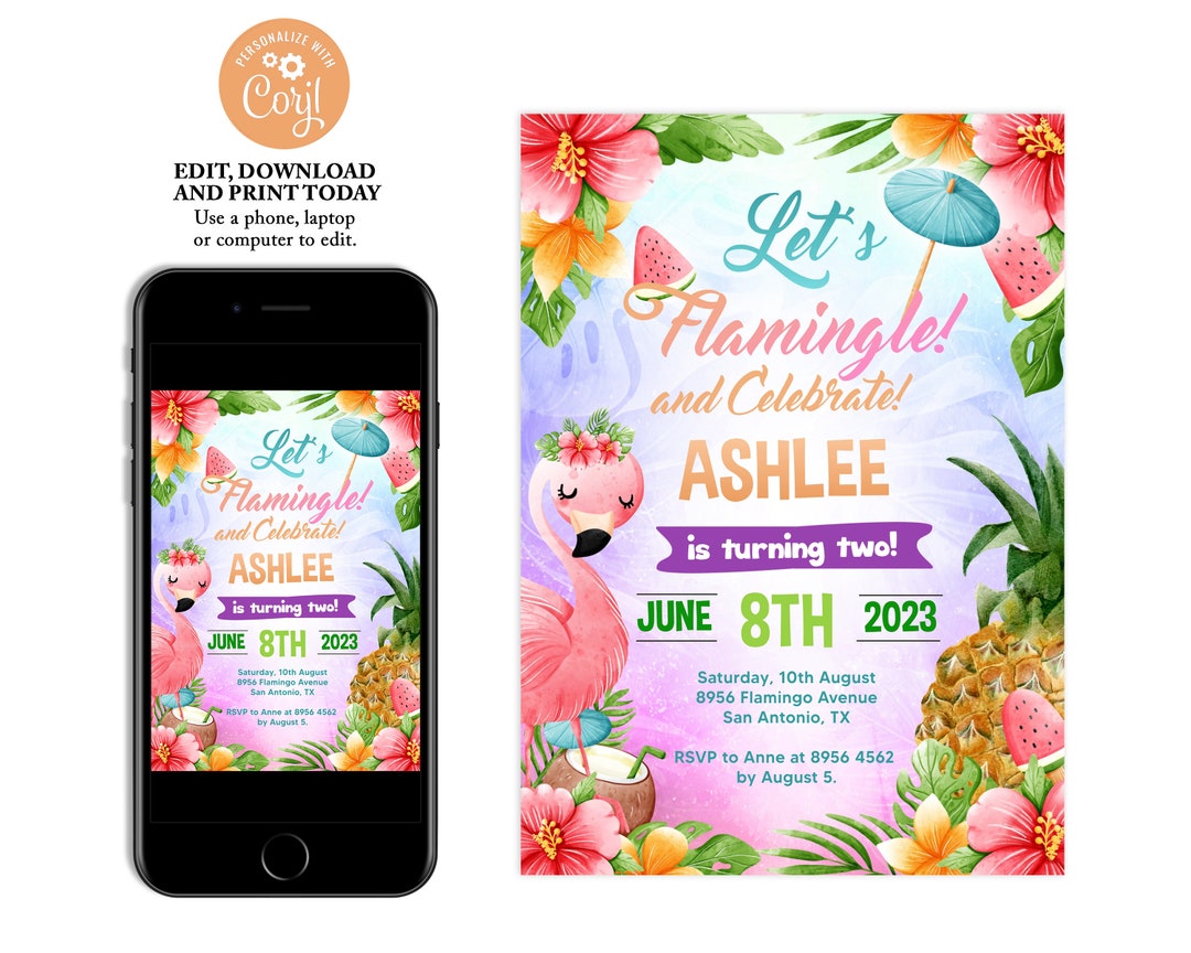 Flamingo Birthday Party Invitation, Flamingo Theme Party, Flamingle ...