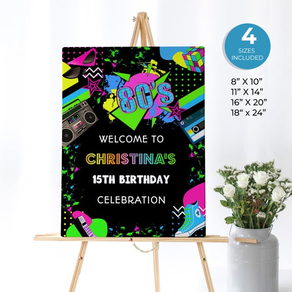 80s Birthday Welcome Sign 80s Theme Poster 80s Custom Sign - Etsy