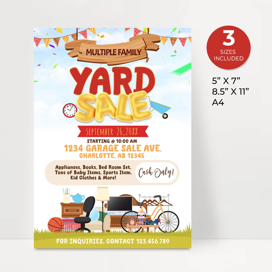 Yard Sale Flyer, Neighborhood Garage Sale Template, Community Yard Sale ...