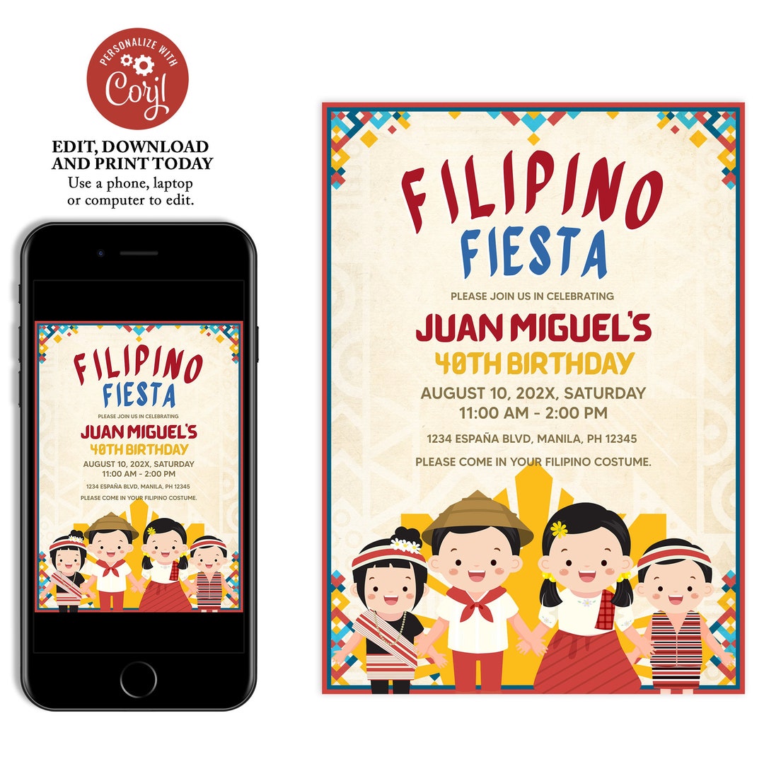 Filipino Birthday Invitation, Filipino Fiesta, Filipino Buffet ...