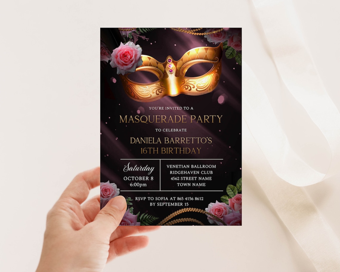 Masquerade Birthday Party Invitation, Masquerade Invitation Sweet 16 ...