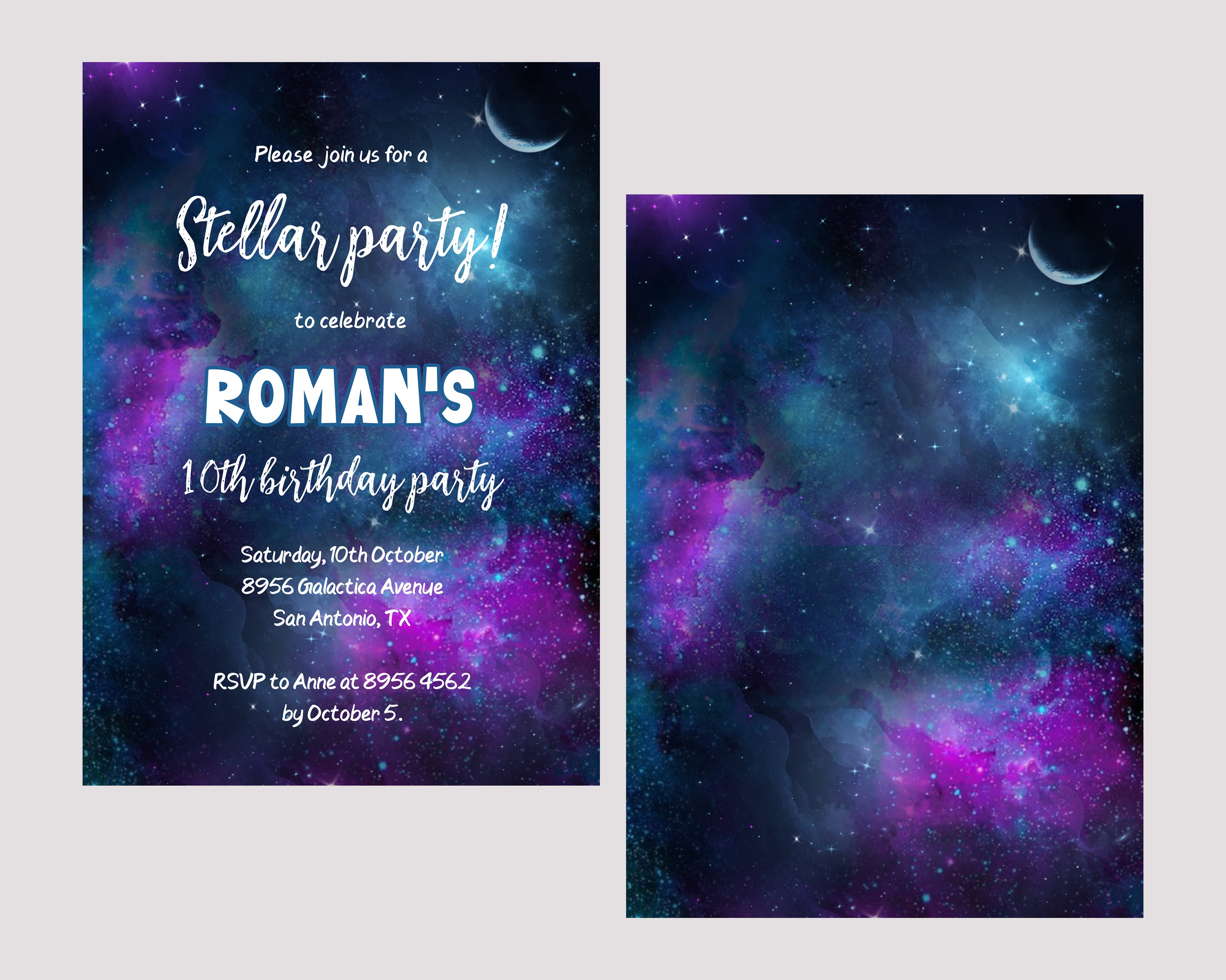 Galaxy Birthday Party Invitation Space Party Invite Cosmic - Etsy