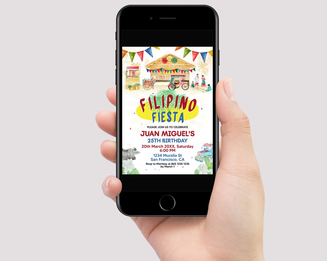 Filipino Birthday Invitation, Filipino Fiesta, Filipino Buffet Invite ...