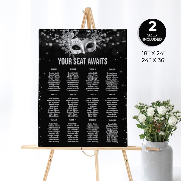 Masquerade Seating Chart - Etsy