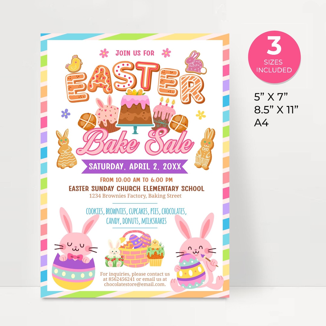 Editable Easter Bake Sale Flyer, Market Flyer, Spring Fling Festival ...