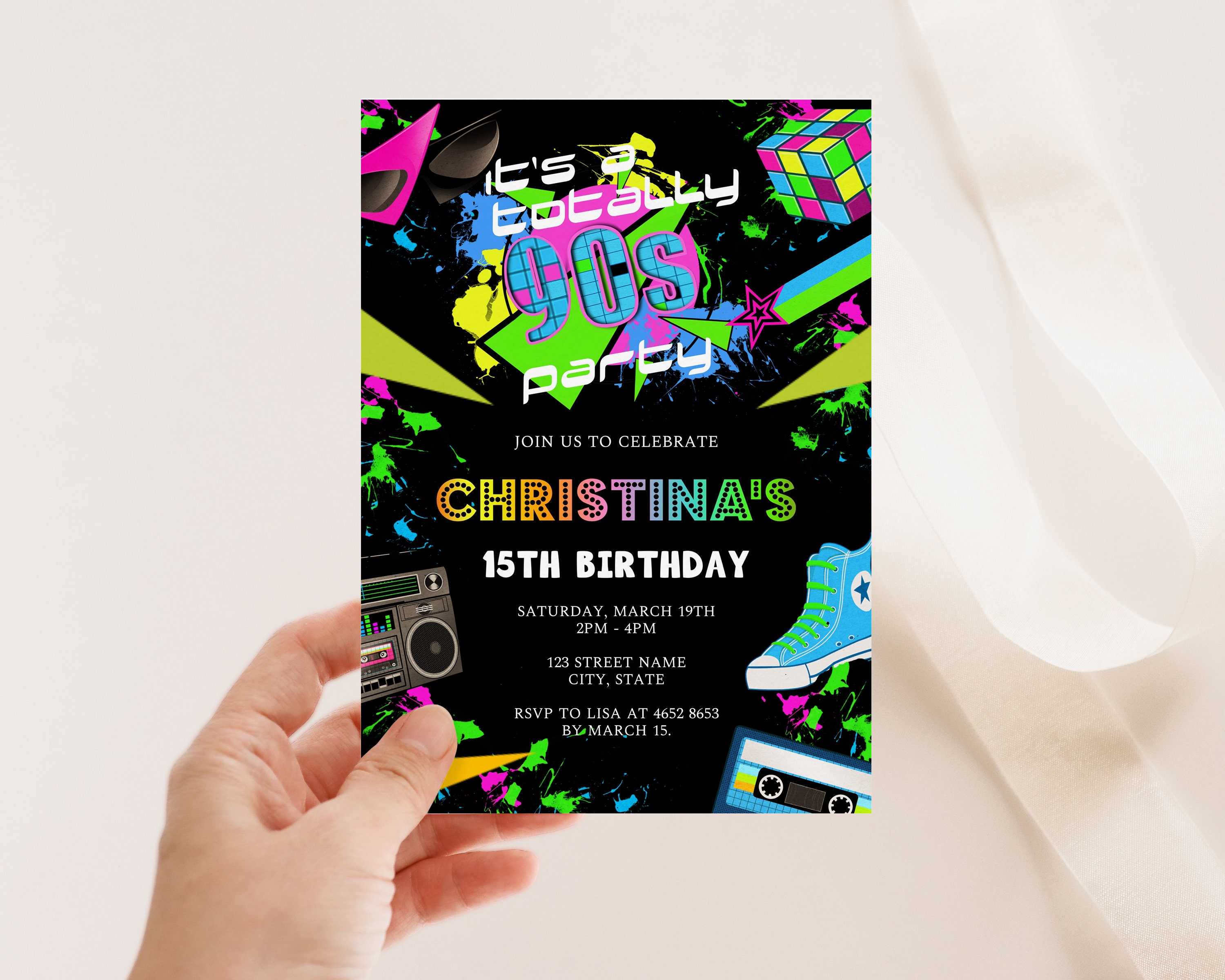 90s Birthday Invitation 90s Theme Invitation 90s Invitation - Etsy ...