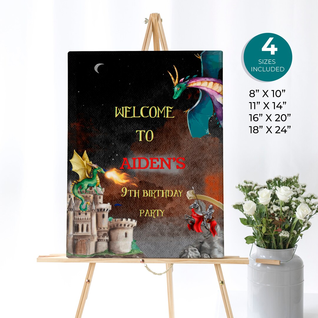 Knights and Dragons Welcome Sign, Medieval Welcome Poster, Castle ...