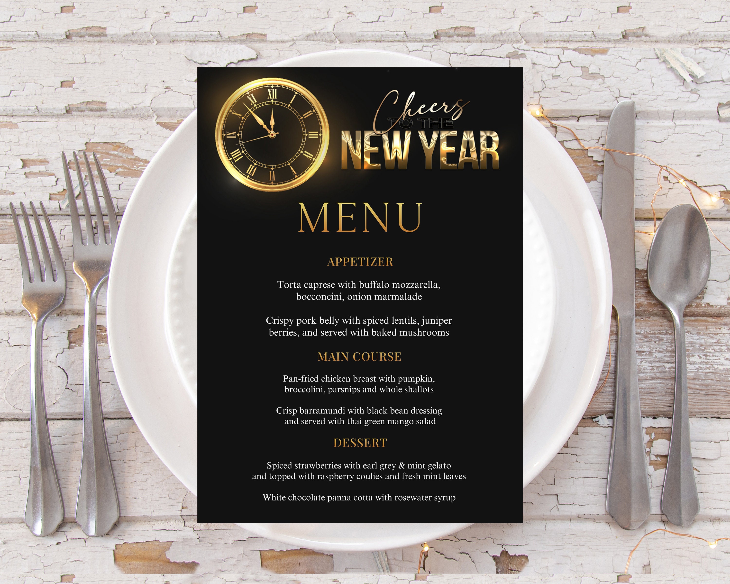 New Year Menu Template, Holiday Menu Template, New Year Menu Planner ...