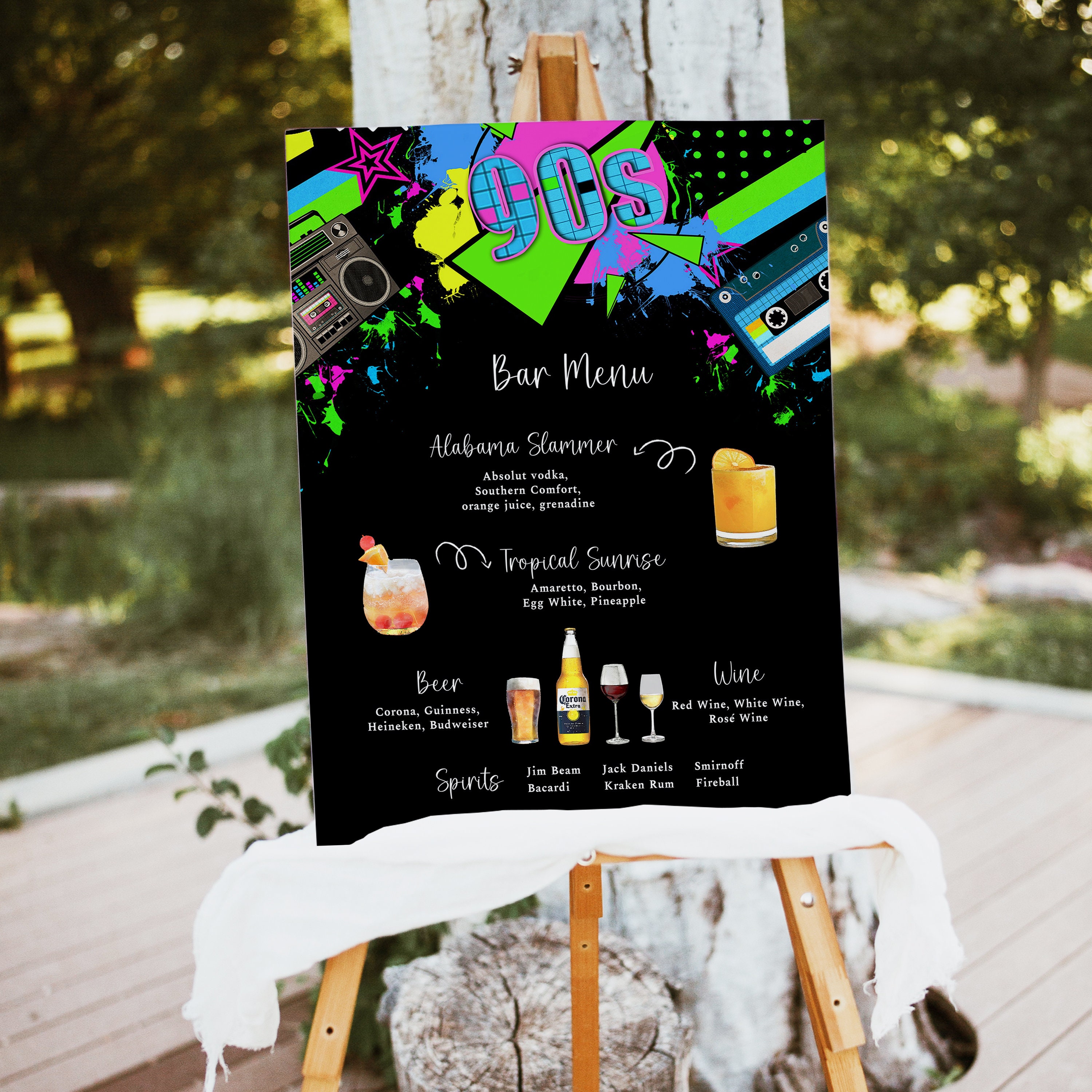 90s Bar Menu Sign, Signature Drinks Sign, Chalkboard Design Menu Bar ...