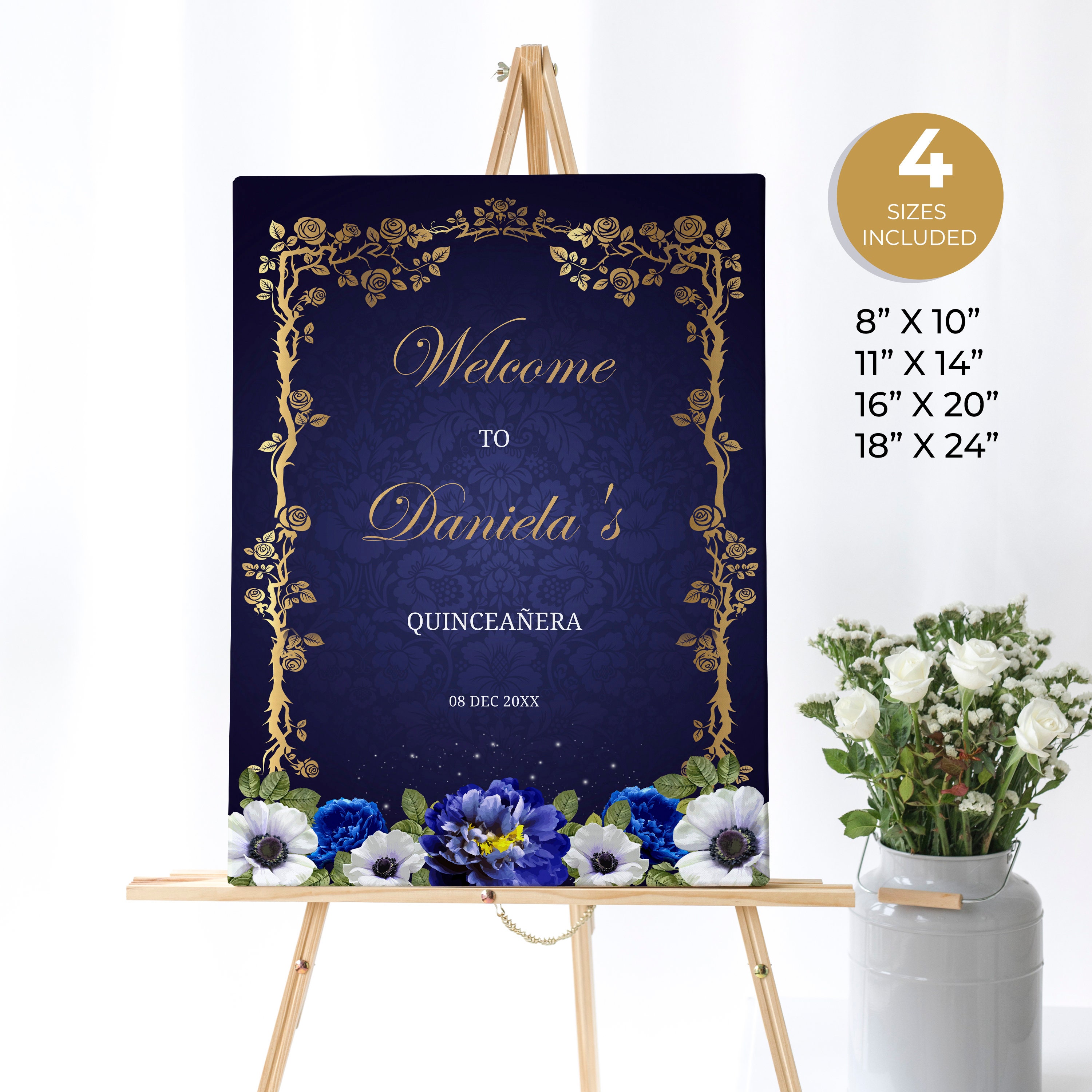 Navy Blue and Gold Welcome Sign Quinceanera Welcome Sign - Etsy