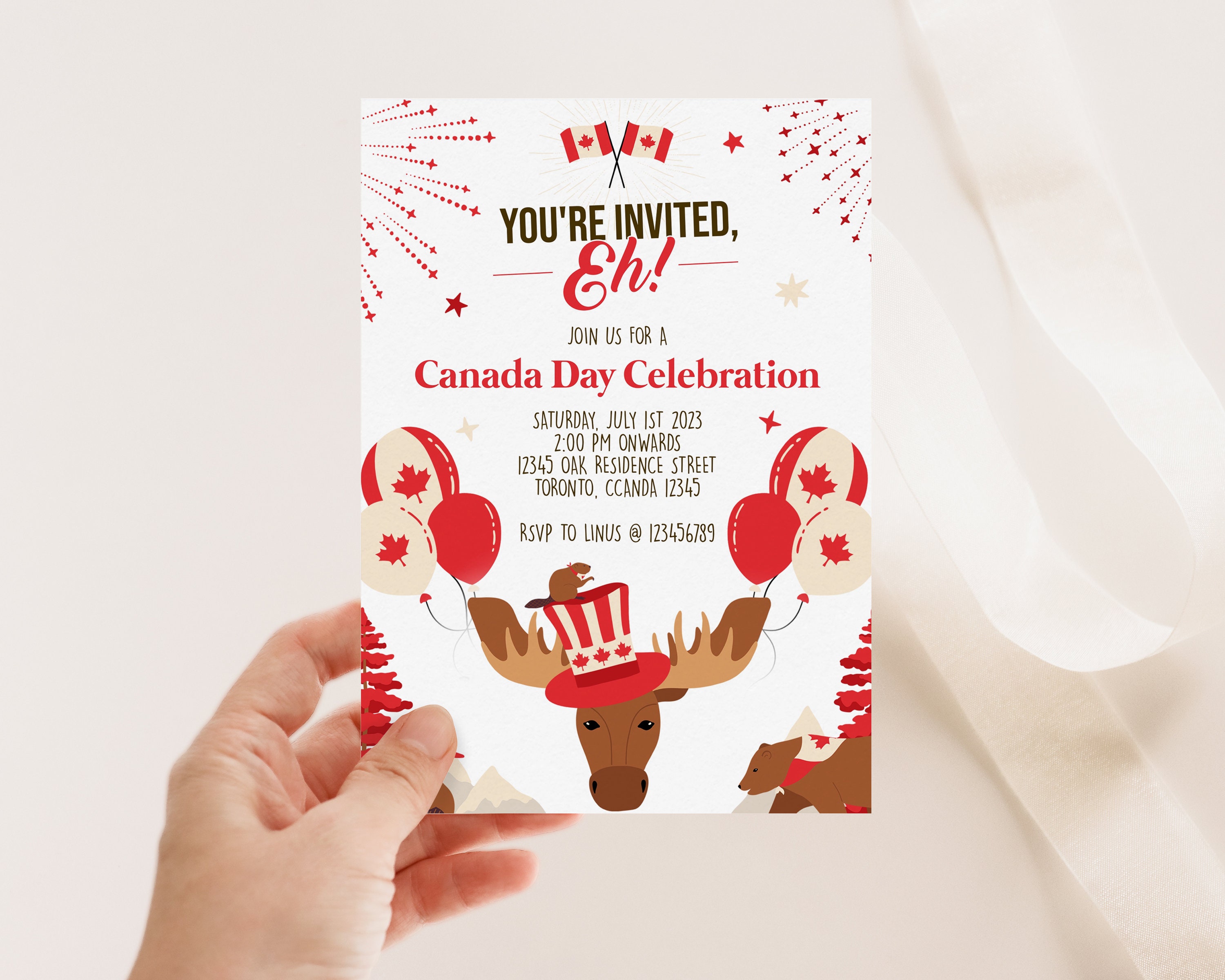 Editable Canada Day Celebration Invitation, Canada Day Party Invite ...